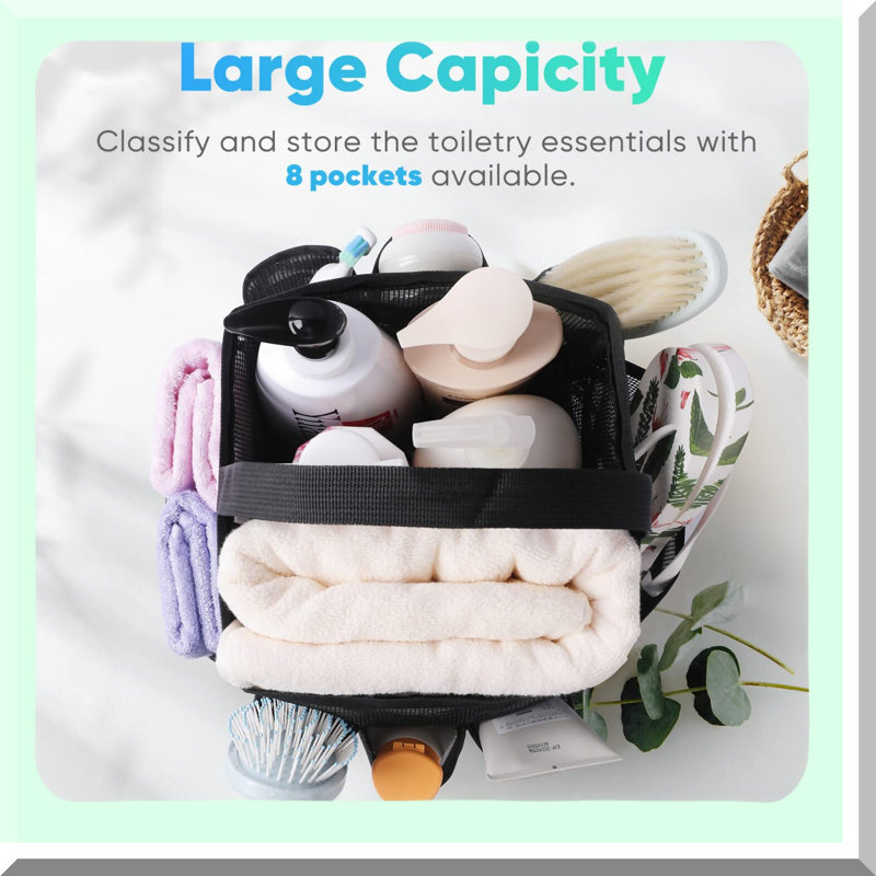 BRBCA Ultimate 8-Pocket Mesh Shower Caddy - Portable Dorm Room & Travel Essentials Organizer ...